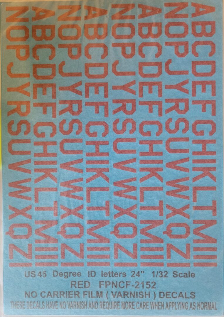 US 45 DEGREE 24″ LETTERS 1/32 SCALE DECALS FPNCF-2152 - Charlies ...